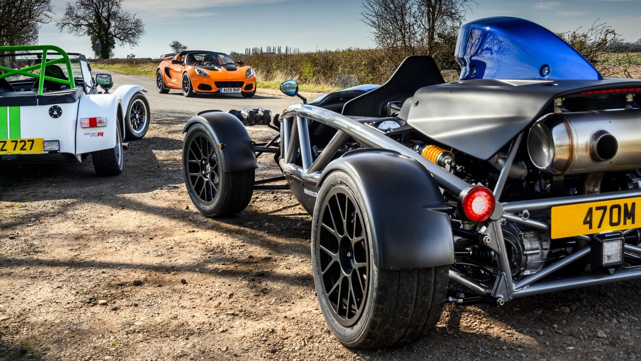 Ariel Atom 4 v Caterham Seven 310R v Lotus Elise Cup 250 | evo