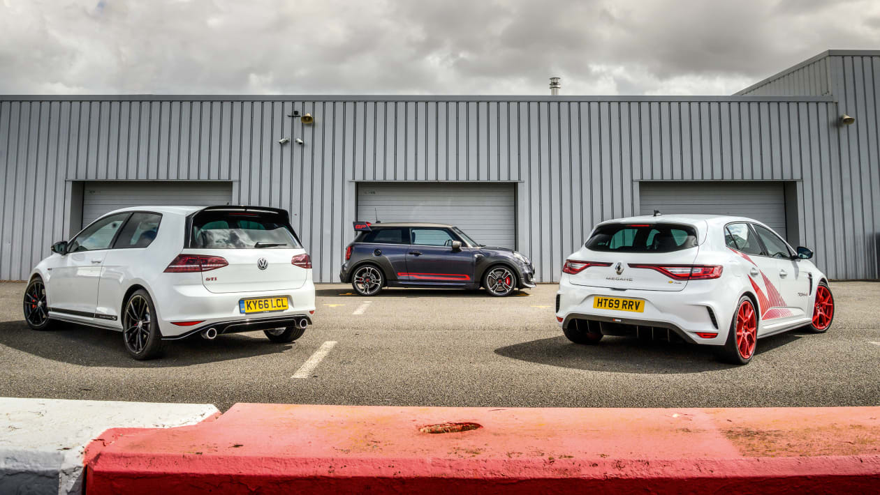 Mini JCW GP v Renault Mégane RS Trophy-R v Volkswagen Golf GTI ...