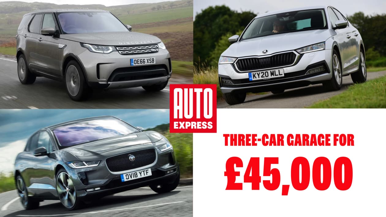 Three car garage: Jaguar I-Pace, Land Rover Discovery and Skoda Octavia ...