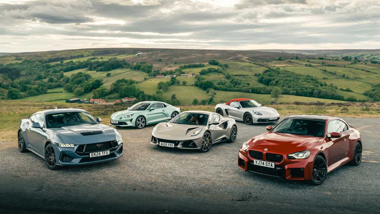 BMW M2 v Porsche Boxster GTS v Lotus Emira v Alpine A110 v Ford Mustang ...